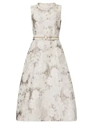 Max Mara Cotton-blend Jacquard Midi Dress - Grey