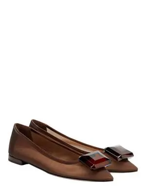GIANVITO ROSSI Jaipur Embellished Ballet Flats - Brown