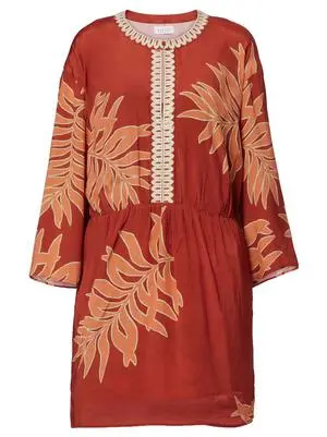 Velvet By Graham & Spencer Phoebe Embroidered Printed Mini Dress - Orange