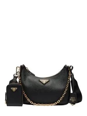 Prada Re-edition 2005 Leather Shoulder Bag - Black