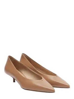 Max Mara Leather Kitten Pumps Beige