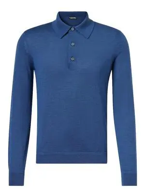 TOM FORD Cashmere And Silk Polo Sweater - Blue