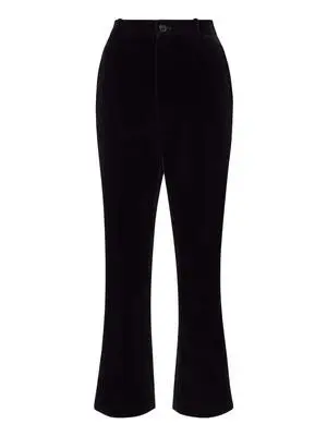 Saint Laurent Cotton Velvet Cropped Flared Pants - Black