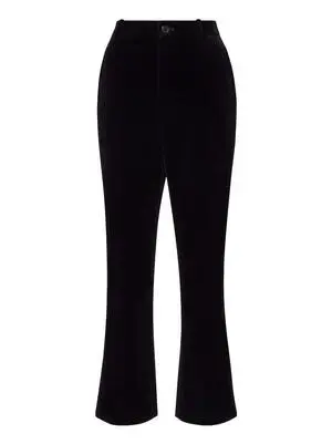 Saint Laurent Cotton Velvet Cropped Flared Pants - Black