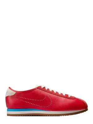 Nike Cortez Leather Perforated Swoosh Sneakers - University Red/summit White/gum Medium Brown