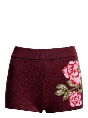 H&m X Magda Butrym Jacquard-knit Mini Shorts - Burgundy