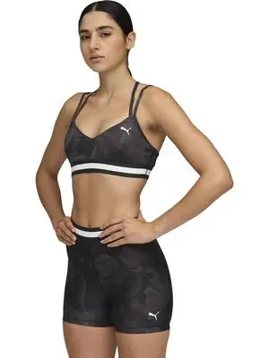 PUMA Floral Ribbon Moisture Wicking, Low Impact Sports Bra - Black