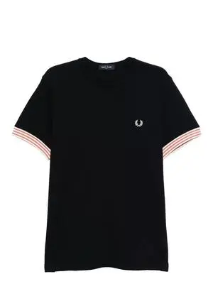 Fred Perry Striped-cuffs T-shirt - Blue