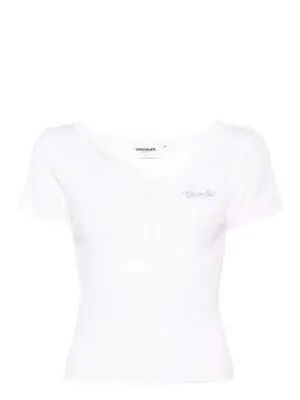 CHOCOOLATE Logo-embroidered T-shirt - White