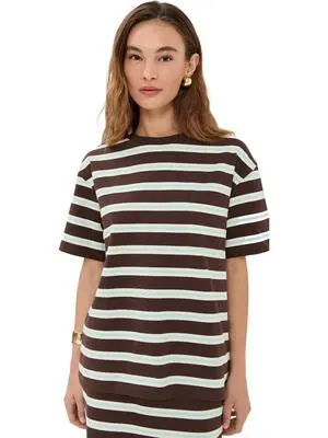 LE BOP Striped Jersey Tee - Chocolate/ivory/mint