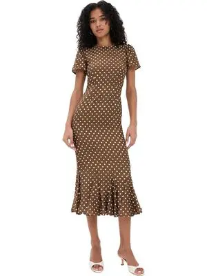LE BOP Etta Midi Dress - Chocolate Dot