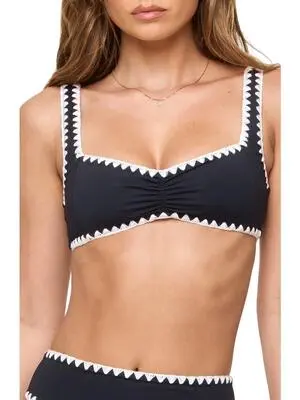 L*Space Effie Shirred Bikini Top - Black/ Cream
