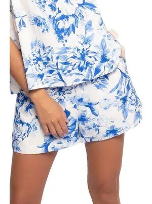 PETAL & PUP Delany Floral High-waist Shorts - Blue Floral