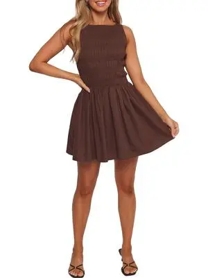 PETAL & PUP Fit & Flare Sleeveless Dress - Chocolate Brown