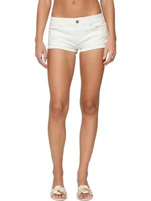 EDIKTED Jagger Low Rise Denim Shorts - White
