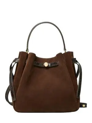 Tory Burch Romy Suede Bucket Bag - Dark Cocoa