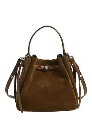 Tory Burch Romy Suede Bucket Bag - Deep Olive