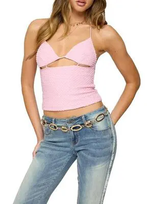 EDIKTED Textured Halter Top - Light-pink
