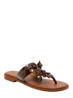 Free People Sadie Fringe Flip Flop - Cognac Patent