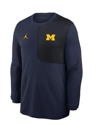 JORDAN Michigan Sideline Coach Dri-fit College Long-sleeve Top - Blue