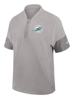 Nike Miami Dolphins Sideline Coach Nfl 1/2-zip Short-sleeve Jacket - Grey