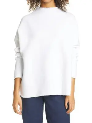 Frank & Eileen Effie Funnel Neck Capelet Sweatshirt White