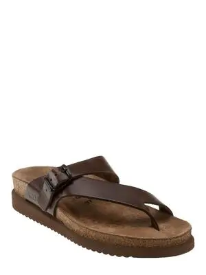 Mephisto Toe Loop Sandal - Dark Brown Waxy