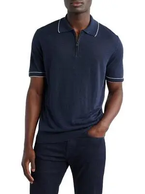 BOSS Jiovanotto Quarter Zip Polo Dark Blue