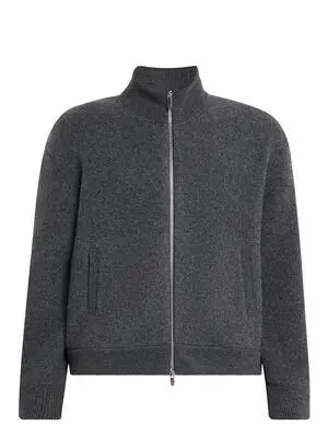 Thom Browne Wool Fleece Full-zip Bomber Jacket - Charcoal