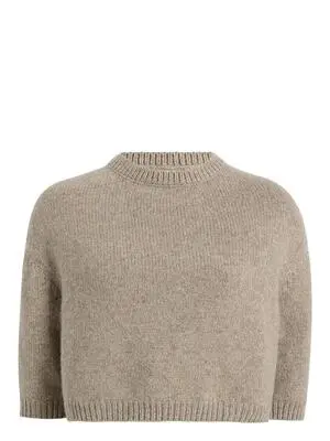 Khaite Sabina Cashmere Elbow-Sleeve Sweater Tan
