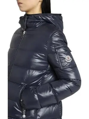 Moncler Courcelles Long Hooded Down Puffer Coat - Navy