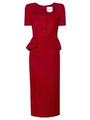 Roland Mouret Bouclé Midi Dress - Red