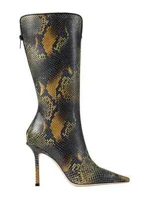 JIMMY CHOO Python-printed Leather Knee-high Boots - Multi