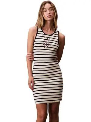 Calvin Klein Cotton Rib Logo Graphic Tank Dress - Sweet Corn