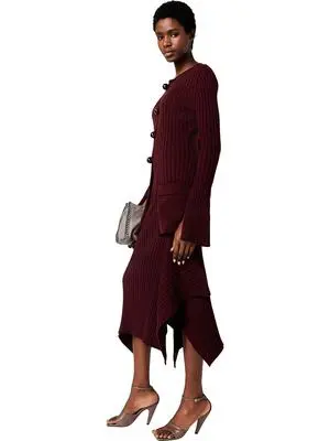 Stella McCartney Ribbed Long-sleeved Cardigan - Bordeaux