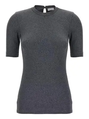 Brunello Cucinelli Monile Ribbed T-Shirt Grey