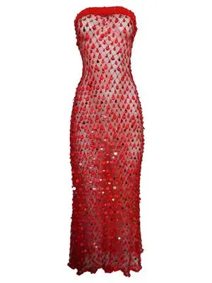 ROBERTA EINER Sequin-embellished Midi Dress - Red
