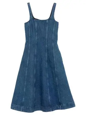 MAJE Babydoll Denim Maxi Dress