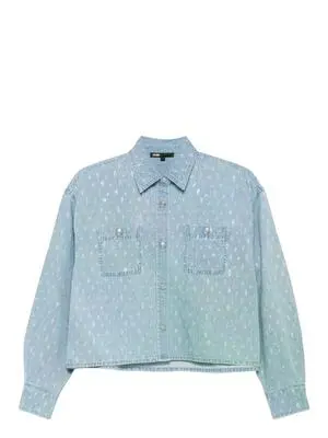 Maje Rhinestone-embellished Denim Shirt - Blue