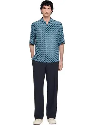 Sandro Rope Print Shirt - Navy Blue