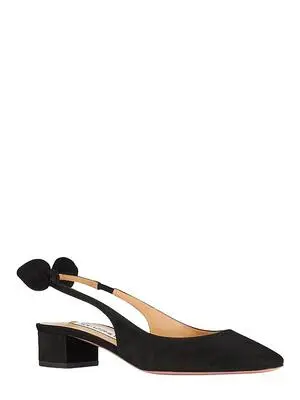 AQUAZZURA Very Bow Tie 35 Slingback Flats - Black