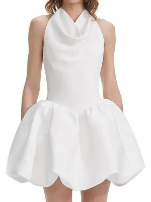 SELF-PORTRAIT Halter Neck Mini Dress - White