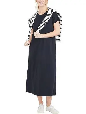 Hatch Collection Maternity Nursing T-shirt Midi Dress - Black