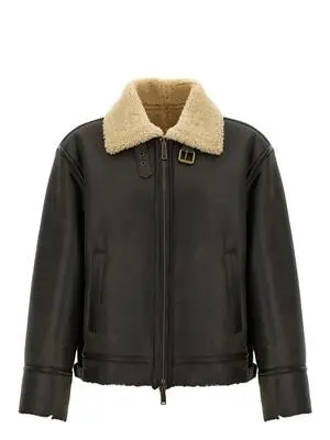 Dsquared2 Aviator Sheepskin Jacket Brown