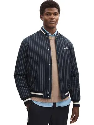 LES DEUX Technical Varsity Jacket - Navy Stripe