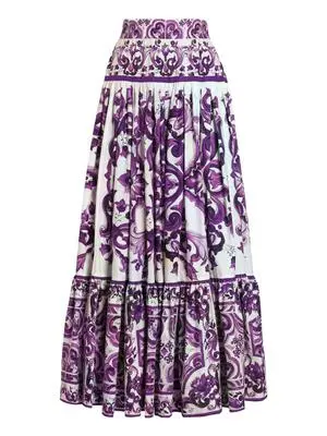 Dolce & Gabbana Majolica-print Maxi Skirt - Purple
