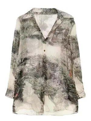 ISABEL SANCHIS Landscape Print Long-sleeve Shirt - Neutrals