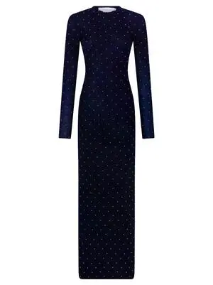 Rabanne Beaded Long-sleeve Gown - Blue