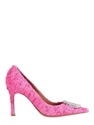 Amina Muaddi Camelia 90 Crystal-embellished Tweed Pumps - Pink