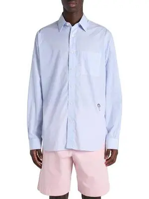 Bottega Veneta Stripe Cotton Poplin Button-up Shirt - 9006 White/ Blue